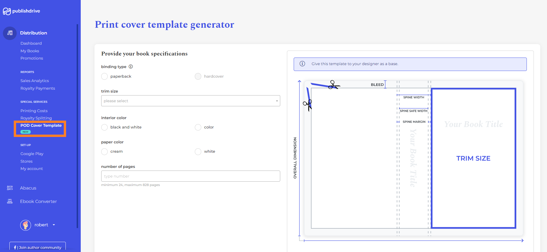 Print Cover Template Generator - PublishDrive
